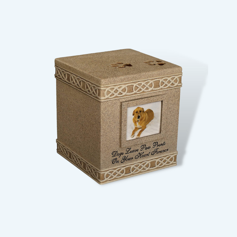 Dog Paw Prints Memory Box, Pet Urn Memorial Made of high-quality resin ...
