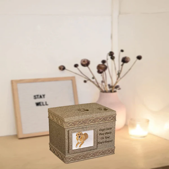Dog Paw Prints Memory Box, Pet Urn Memorial Made of high-quality resin ...