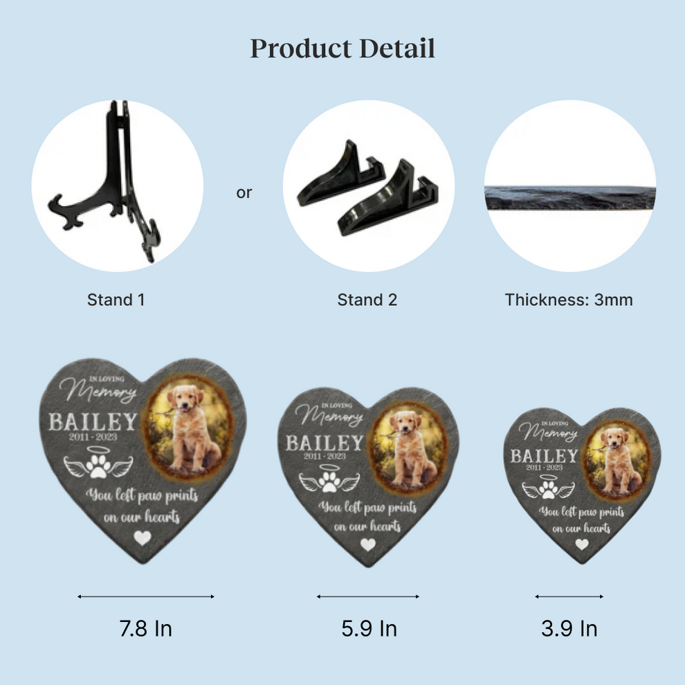 In Loving Memory Heart-Shaped Custom Image & Text Burial Marker – Pet ...