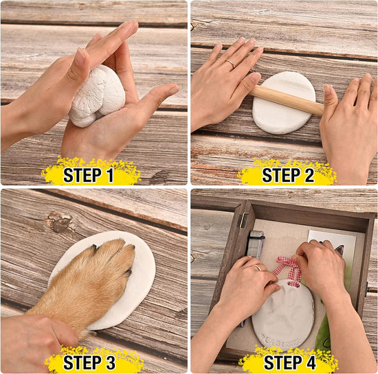 Pet Memorial Shadow Box with Clay Paw Print Impression Kit – Pet Memory ...